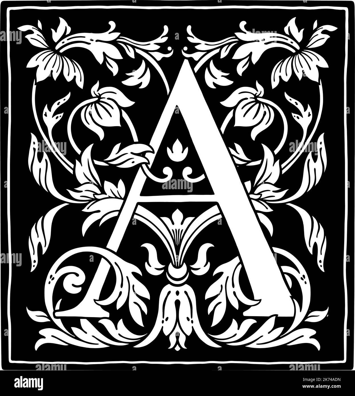 letter S flower ornament Monogram alphabet. Beautiful floral capital ...