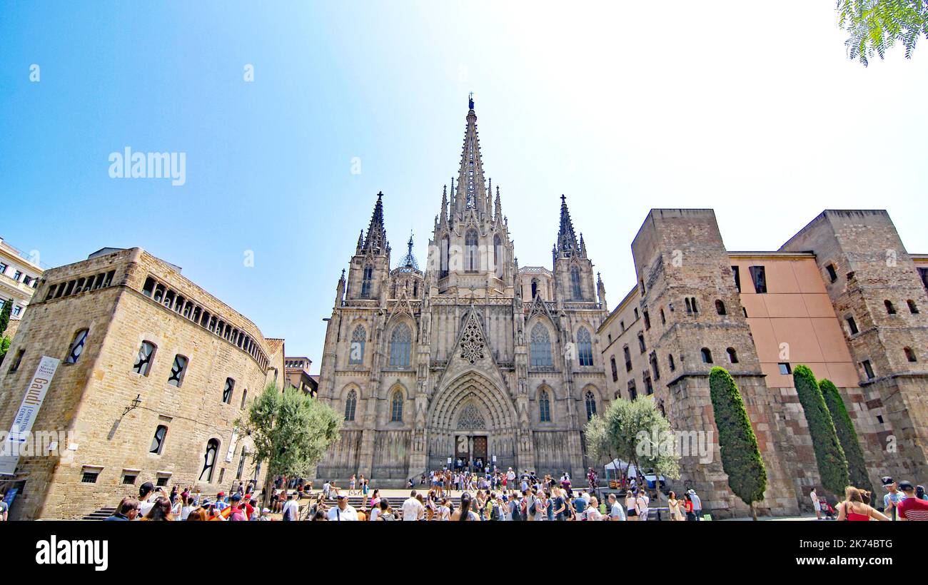 Gothic style cathedral of Barcelona, Catalunya, Spain, Europe Stock ...