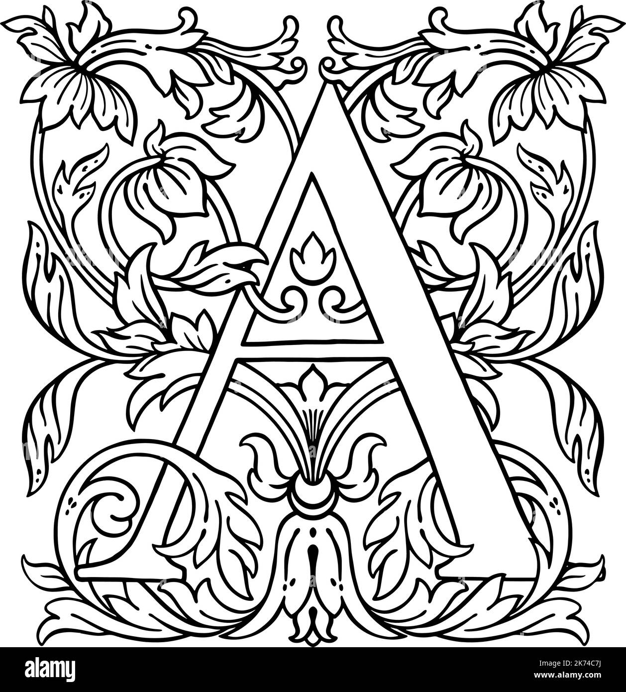 letter S flower ornament Monogram alphabet. Beautiful floral capital ...