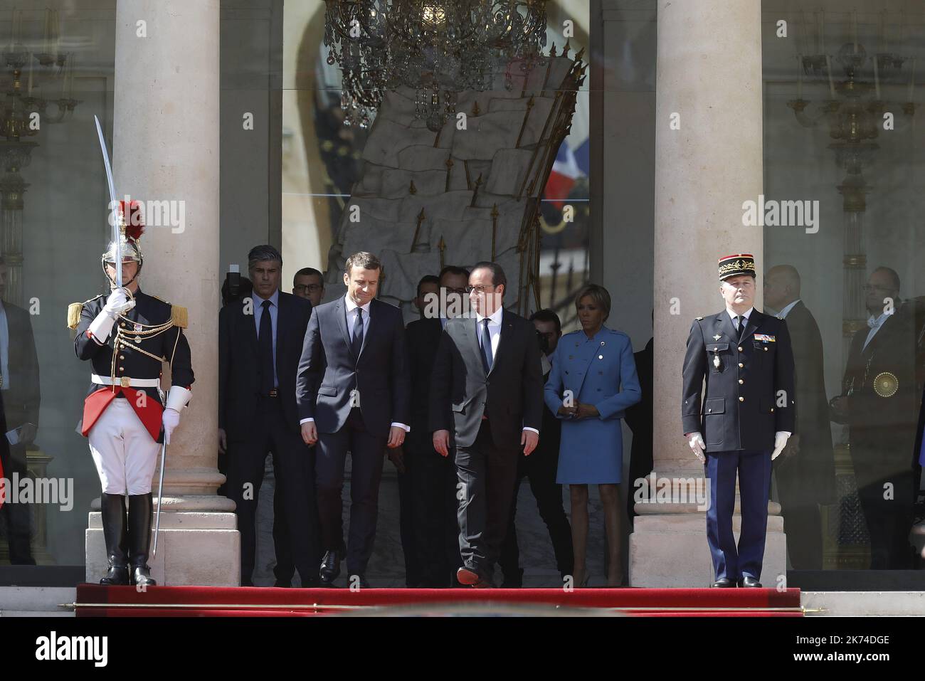 France First Lady Brigitte Macron. Outgoing President Francois Hollande ...