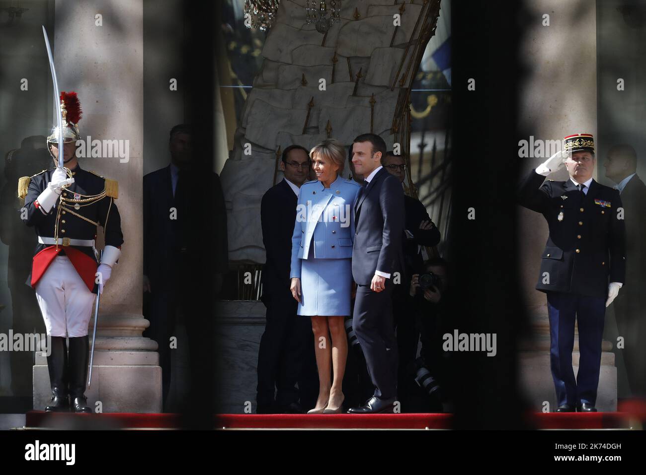 France First Lady Brigitte Macron. Outgoing President Francois Hollande ...