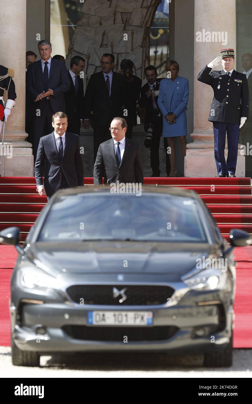 Outgoing President Francois Hollande leaves the Elysee Palace prior to ...