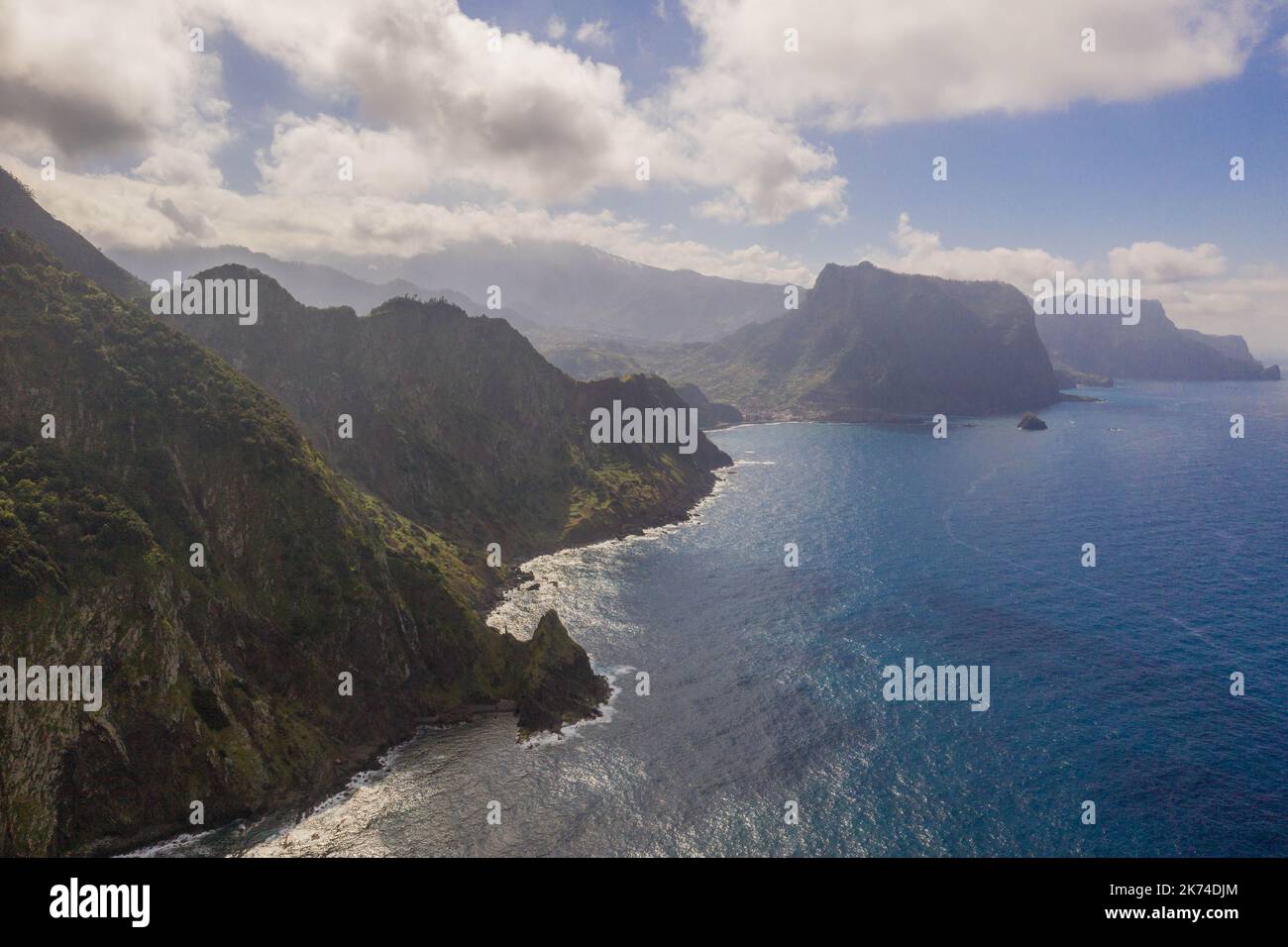 Drone photography of mountain cliff near sea during summer day in ...