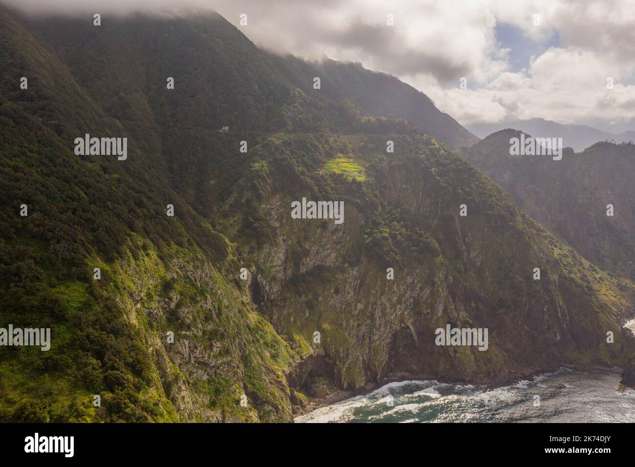 Drone photography of mountain cliff near sea during summer day in ...