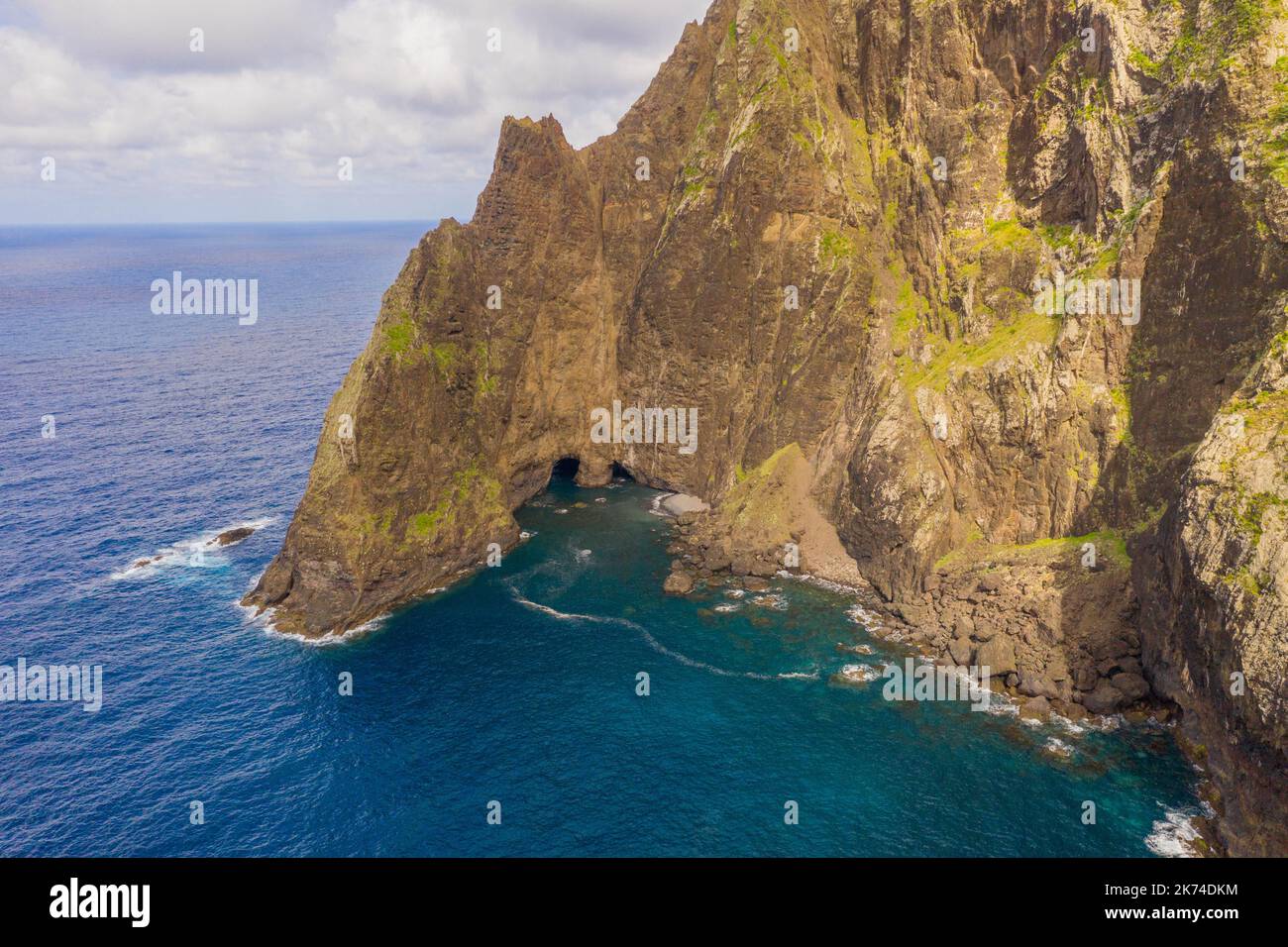 Drone photography of mountain cliff near sea during summer day in ...