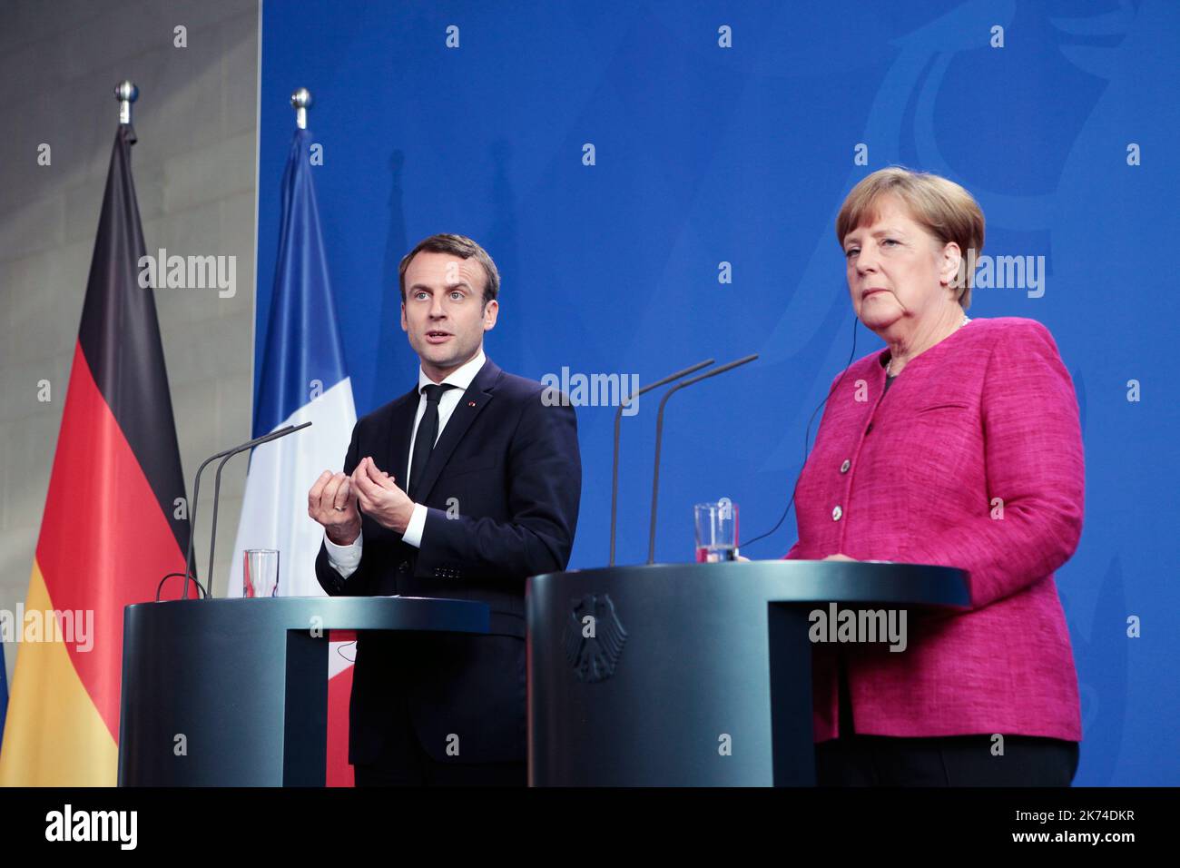 Emmanuel Macron and Angela Merkel Stock Photo - Alamy