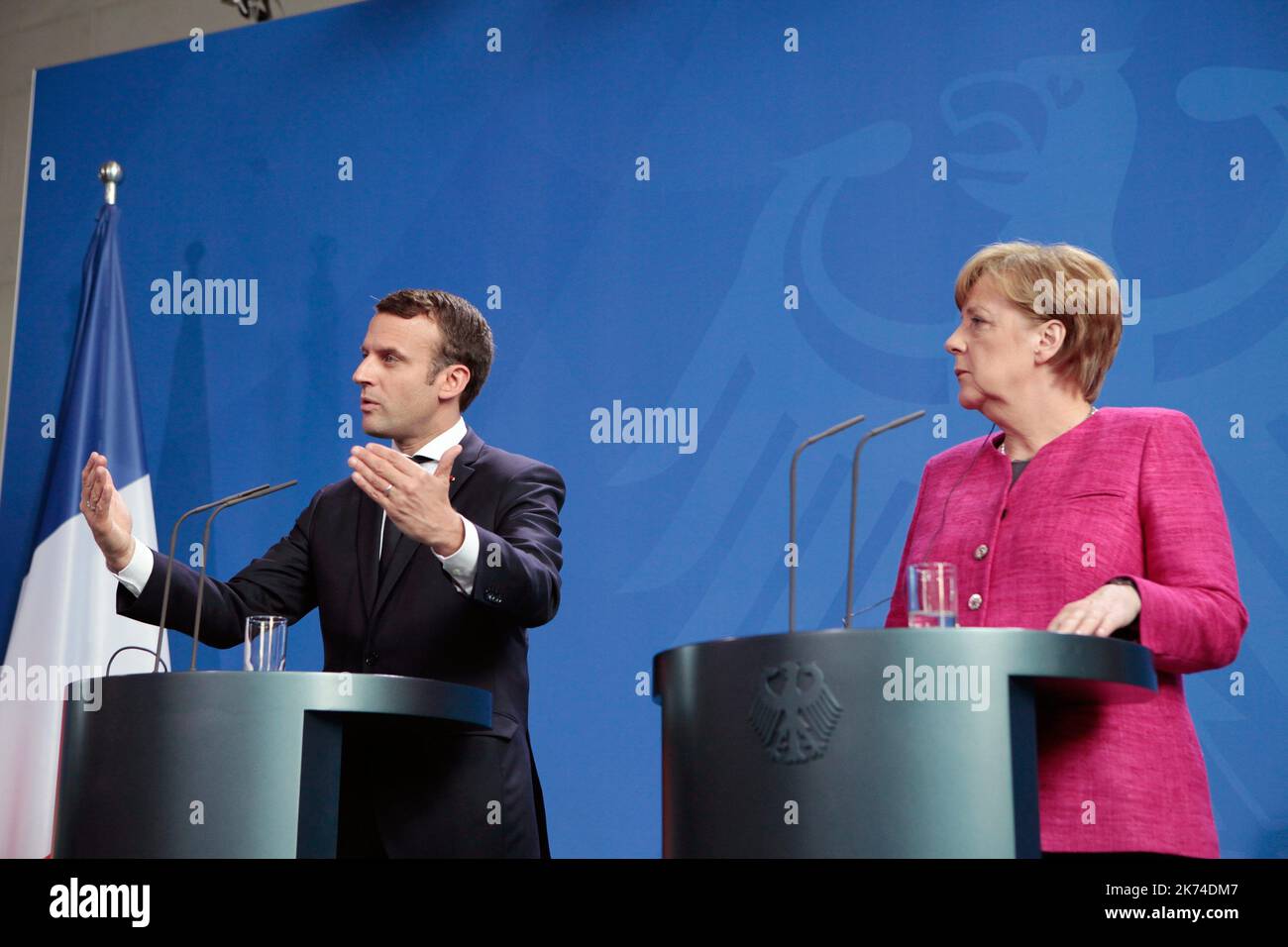 Emmanuel Macron and Angela Merkel Stock Photo - Alamy