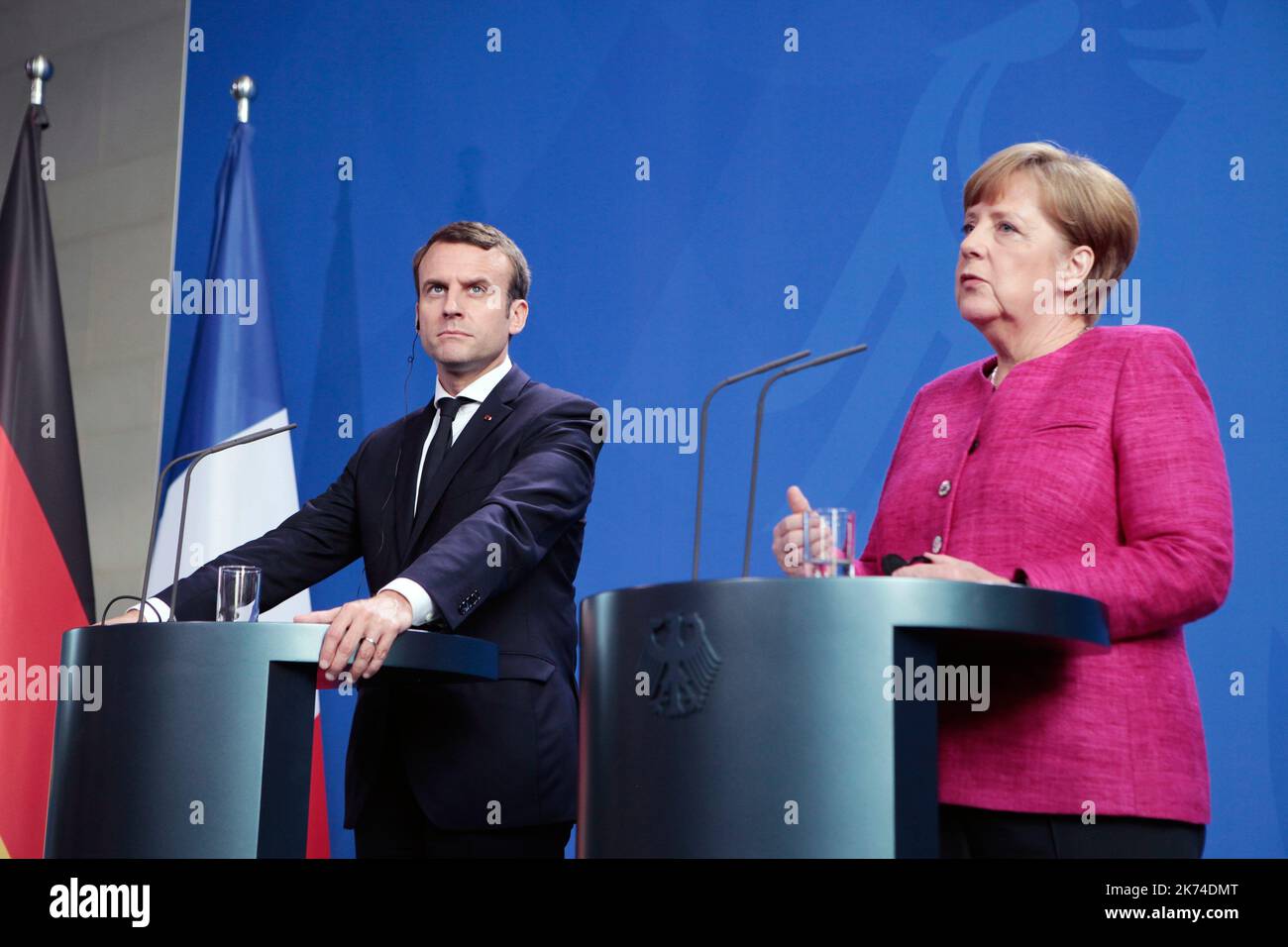 Emmanuel Macron and Angela Merkel Stock Photo - Alamy