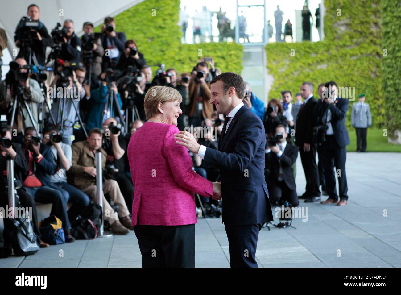 Emmanuel Macron and Angela Merkel Stock Photo - Alamy