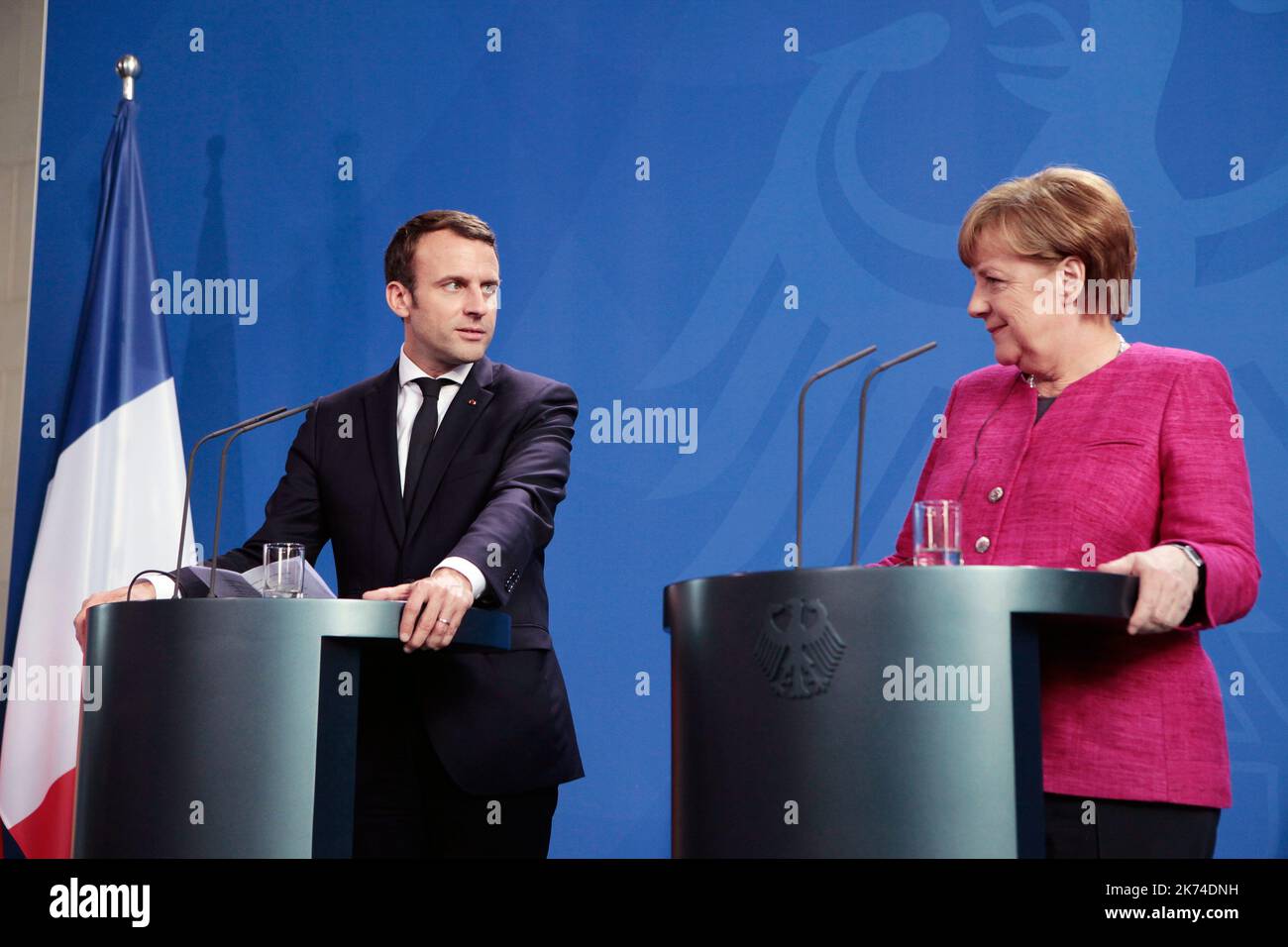 Emmanuel Macron and Angela Merkel Stock Photo - Alamy
