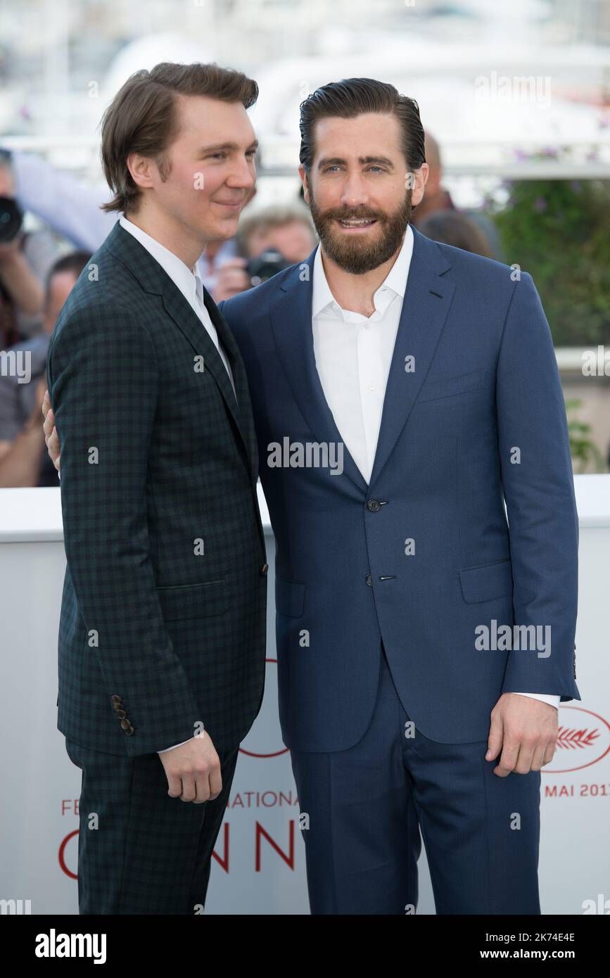 Actors Paul Dano (R) and Jake Gyllenhaal attend the 'Okja' photocall ...