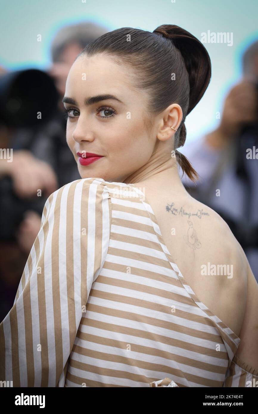 Lily Collins attend the 'Okja' photocall during the 70th annual Cannes ...