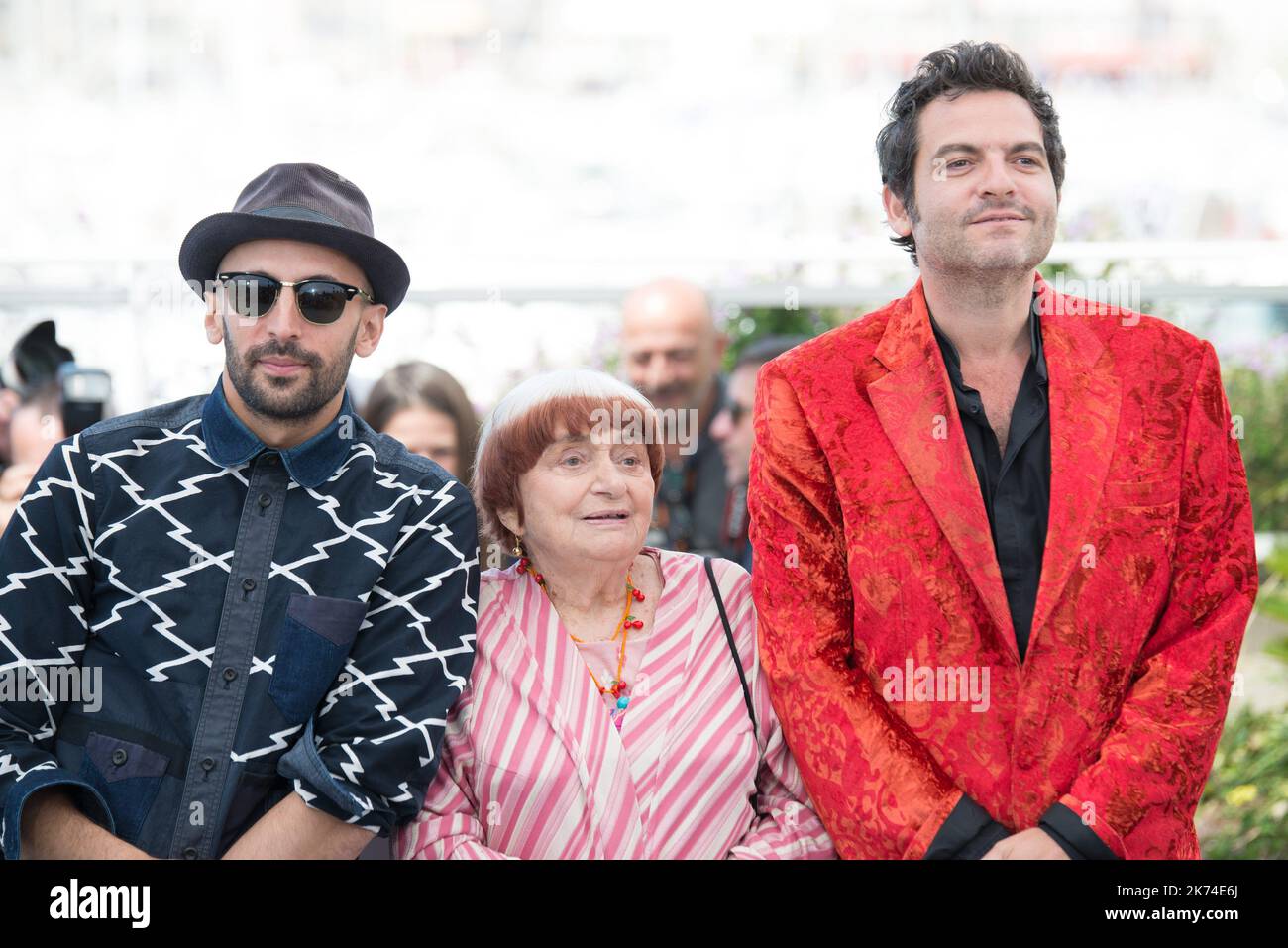 Singer Matthieu Chedid, director Agnes Varda and JR attend the 'Faces ...