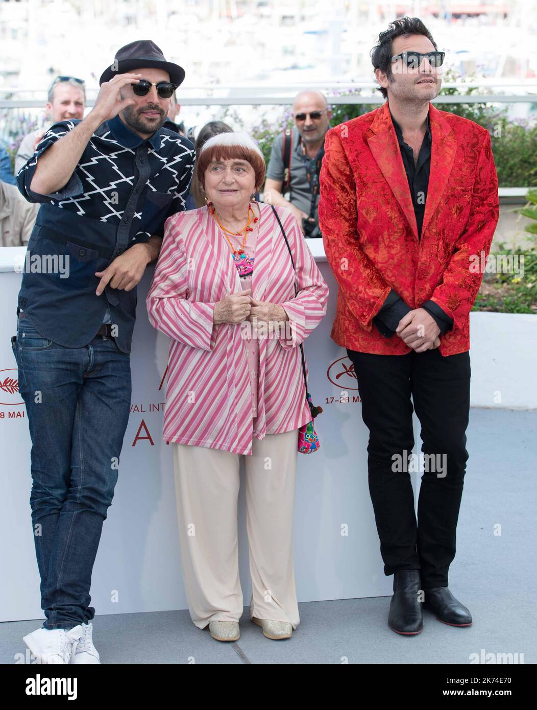 Singer Matthieu Chedid, director Agnes Varda and JR attend the 'Faces ...