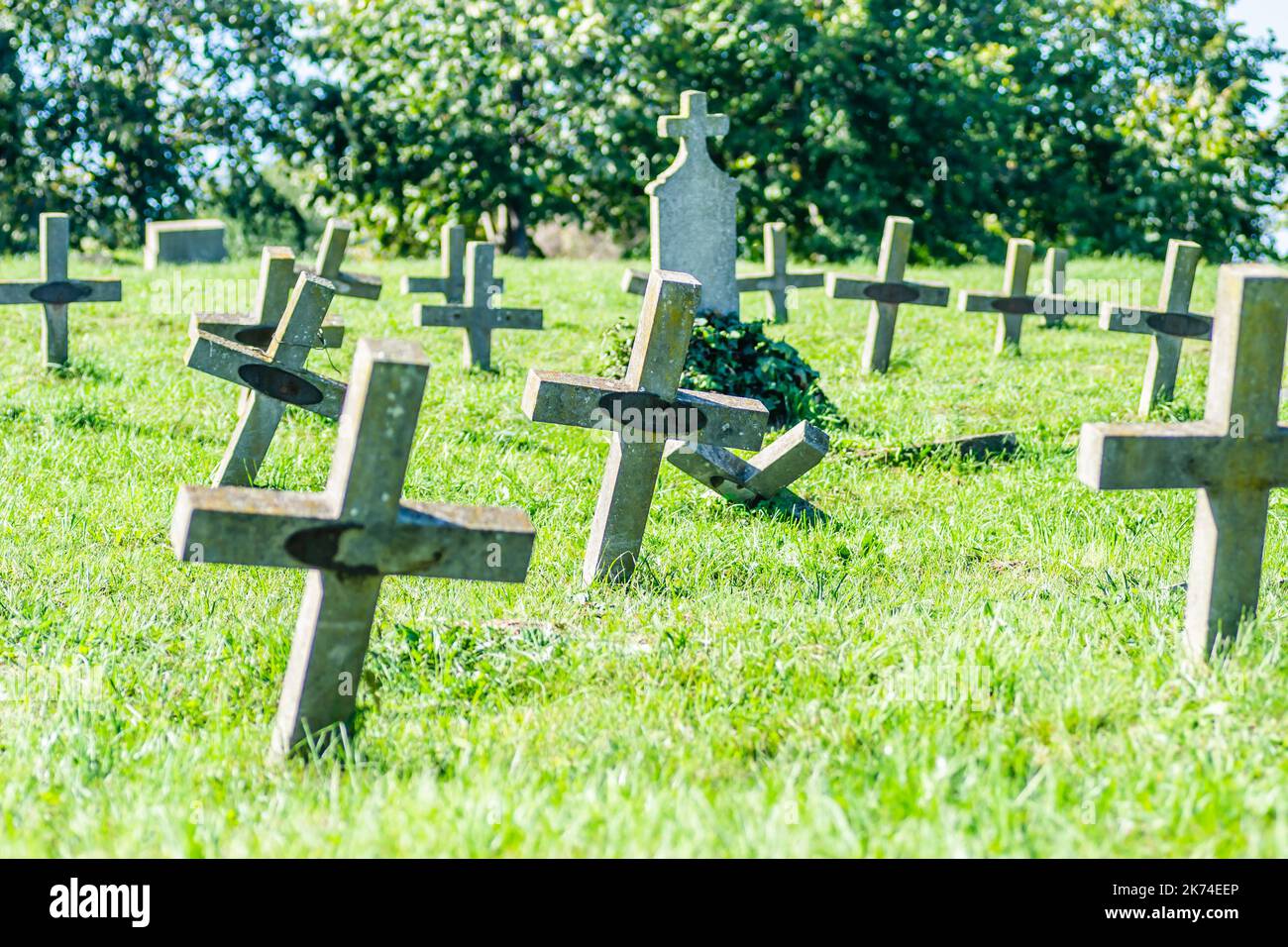 The old military cemetery at Tranžament, Petrovaradin. A panoramic view ...