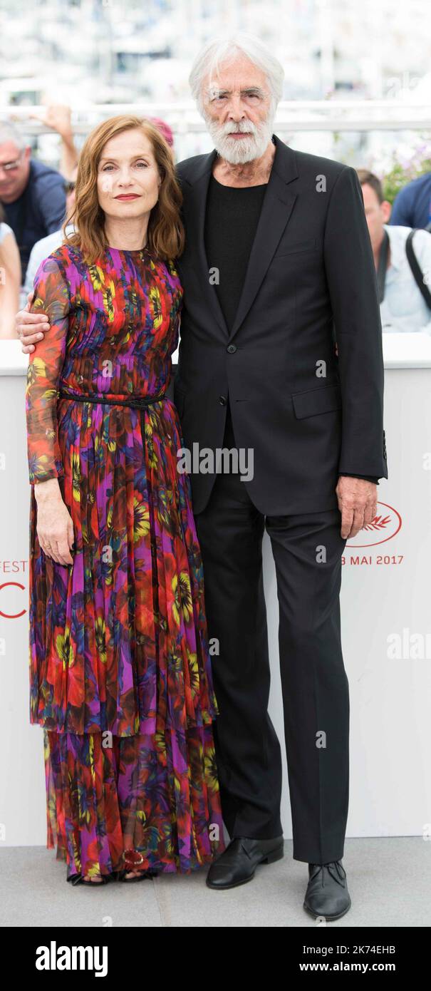 Actress Isabelle Huppert and director Michael Haneke poses during the ...