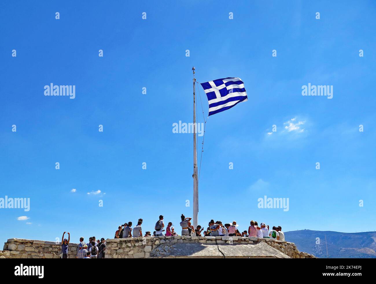 Greek flag in Athens, Greece, Europe Stock Photo - Alamy