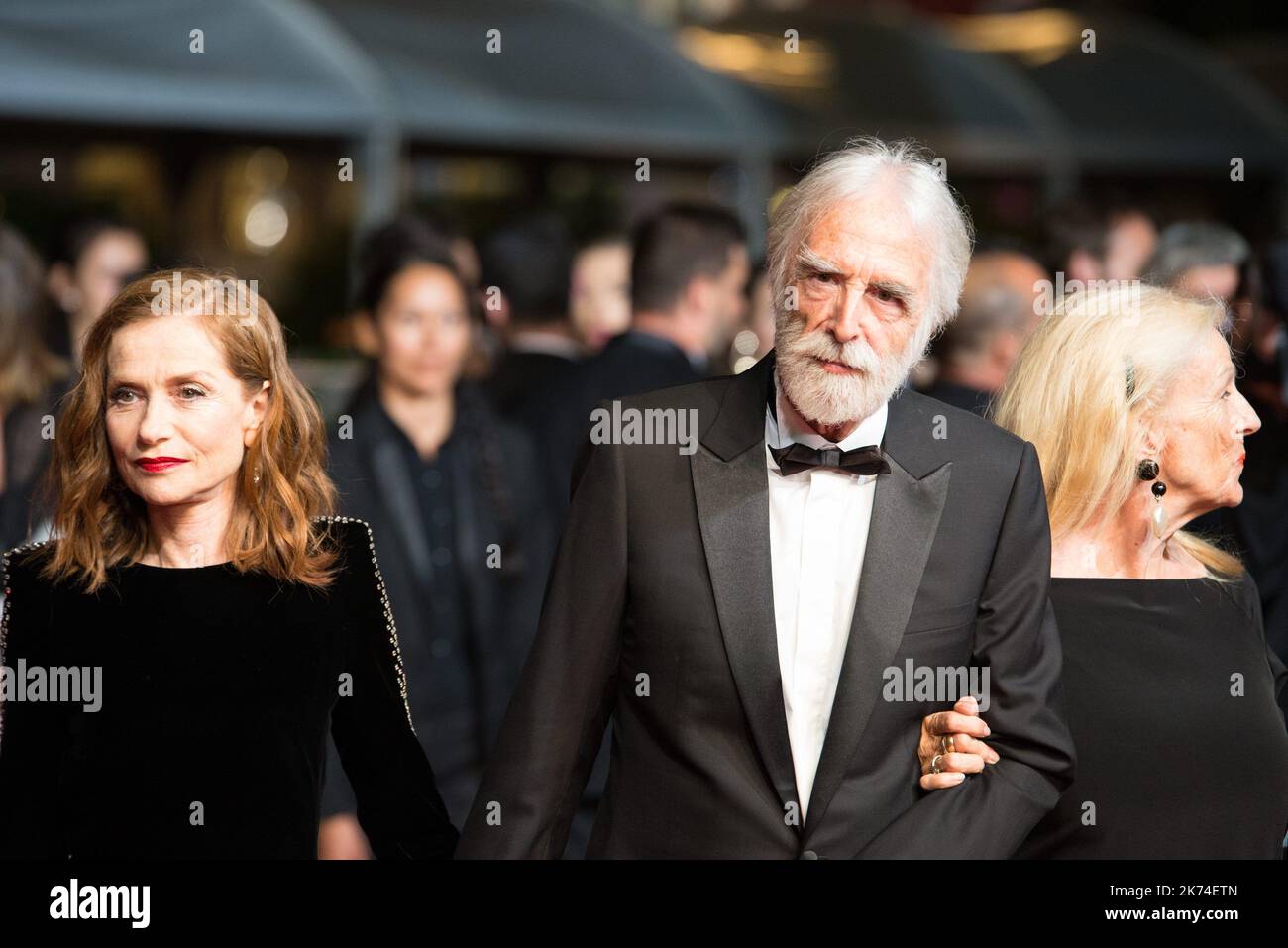 Actress Isabelle Huppert, director Michael Haneke attend the 'Happy End ...