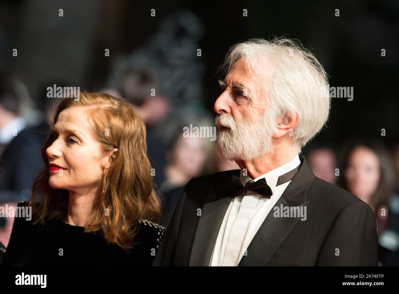 Actress Isabelle Huppert, director Michael Haneke attend the 'Happy End ...