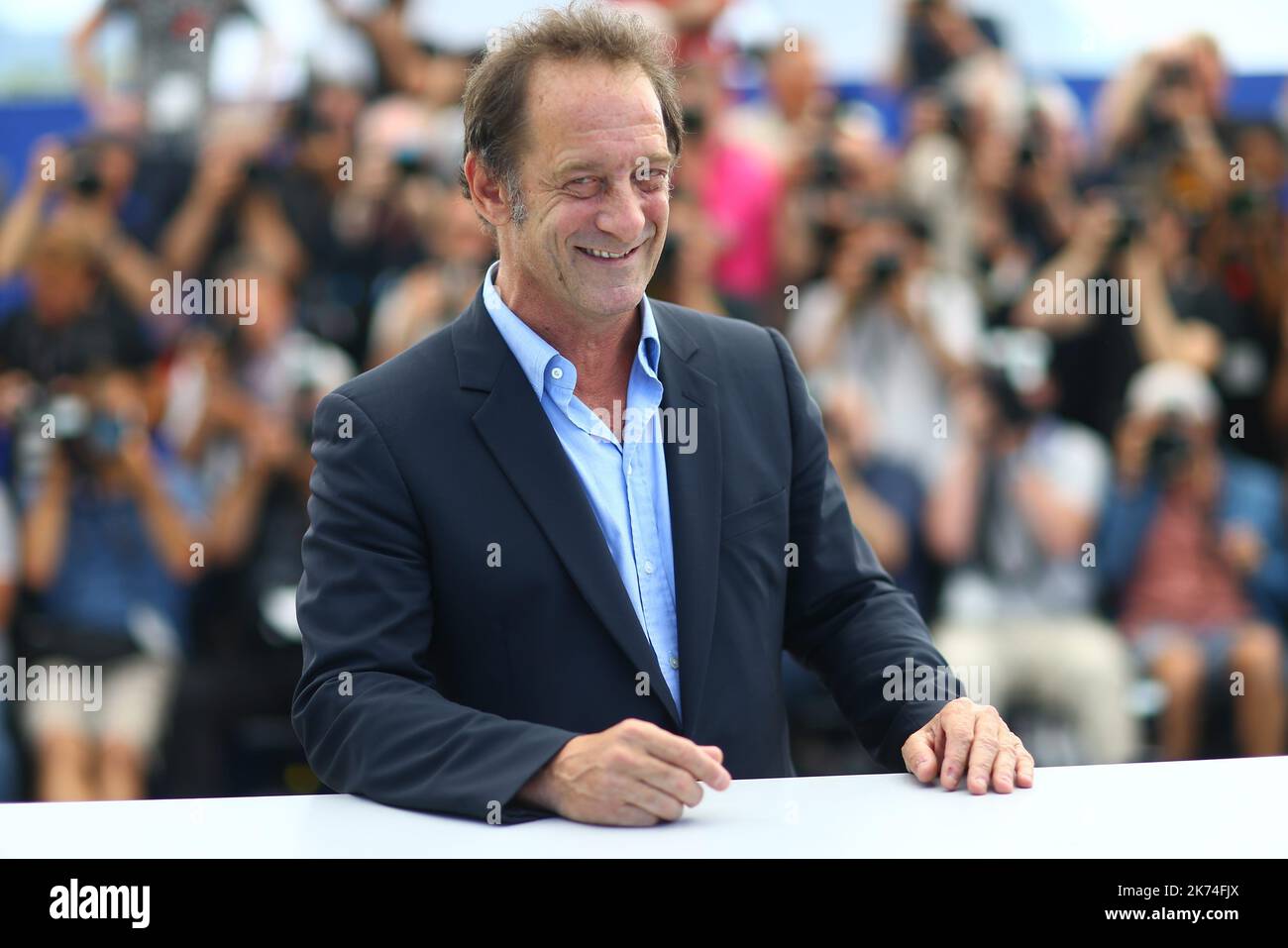 French actor Vincent Lindon poses on May 24, 2017 during a photocall ...