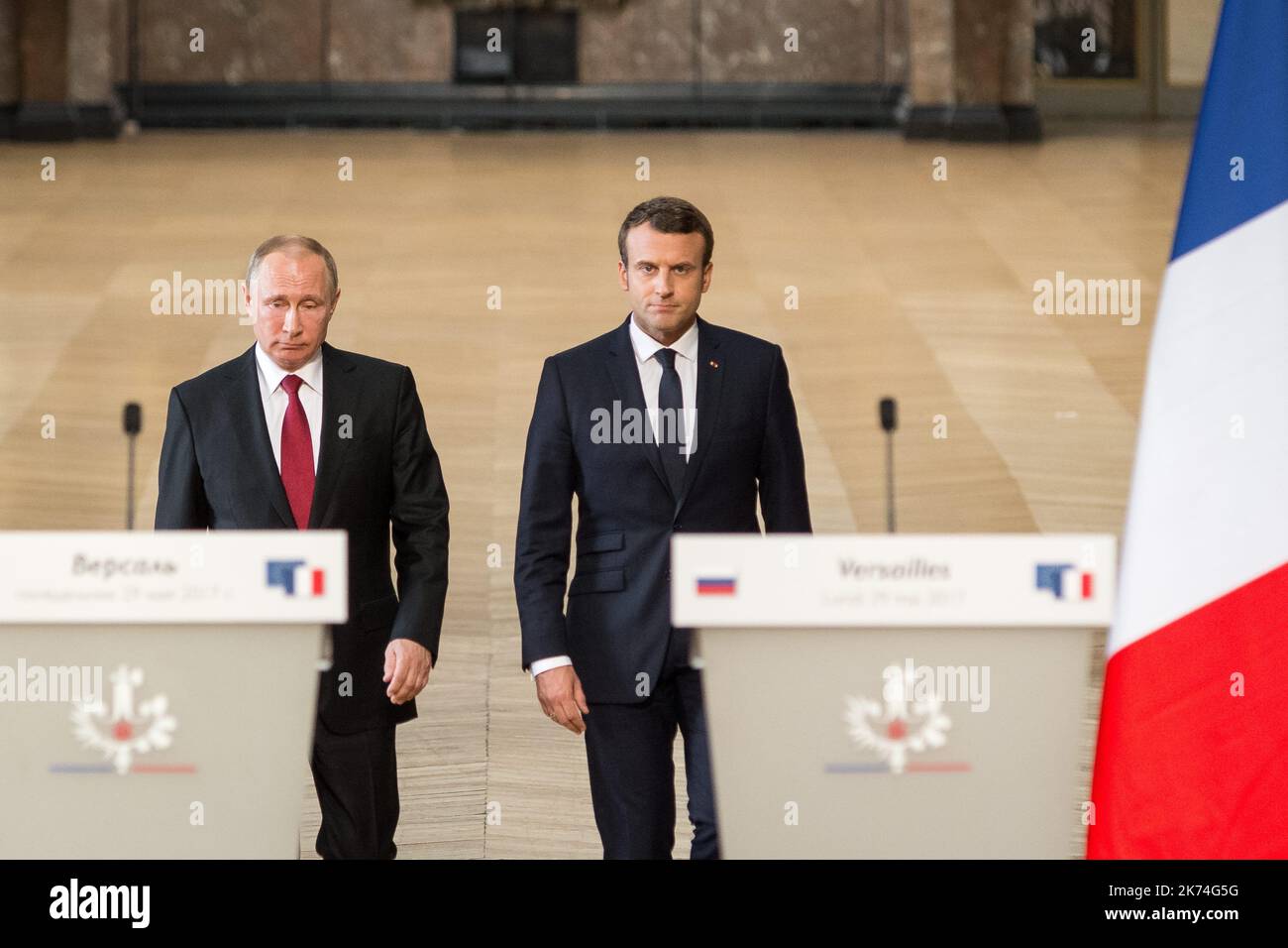 Press conference by Emmanuel Macron and Russian President Vladimir ...