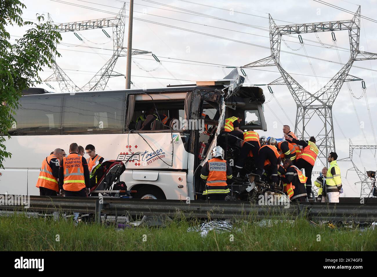 serious accident on A16 high speed motorway between Dutch school bus ...