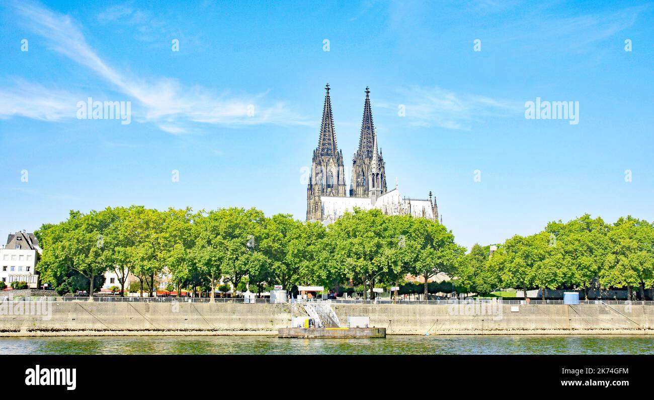 Overview of Cologne bridges with its cathedral in Germany, Europe Stock ...