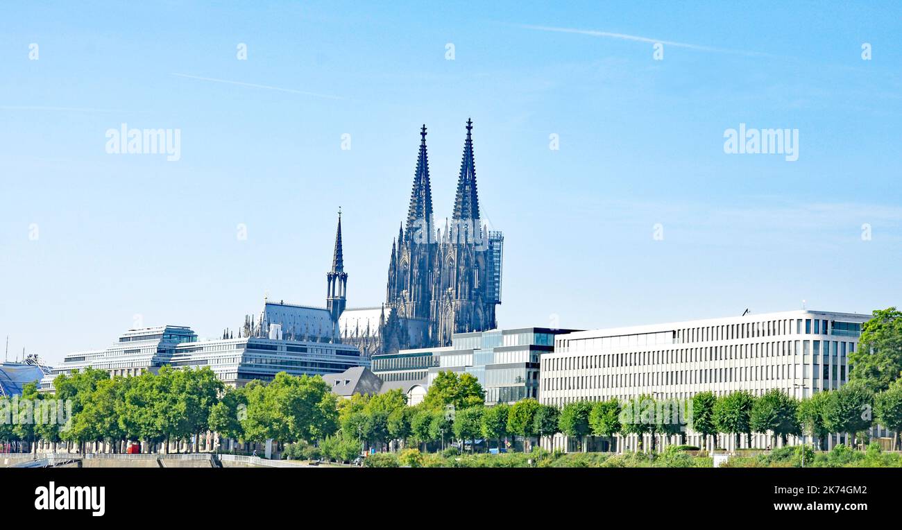 Overview of Cologne bridges with its cathedral in Germany, Europe Stock ...