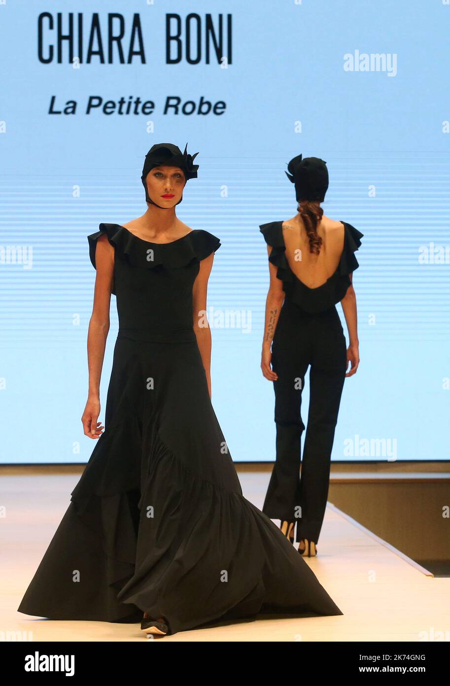 Models on the catwalk during Chiara Boni La Petite Robe Catwalk, part ...