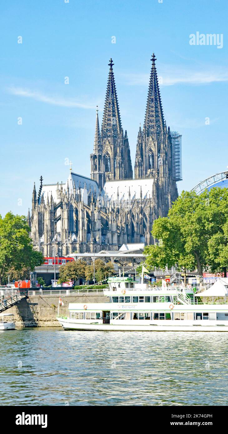 Overview of Cologne bridges with its cathedral in Germany, Europe Stock ...