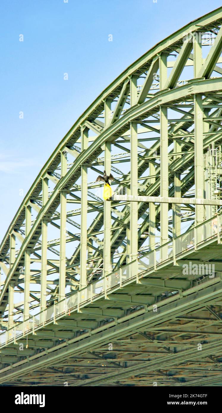 Overview of Cologne bridges with its cathedral in Germany, Europe Stock ...