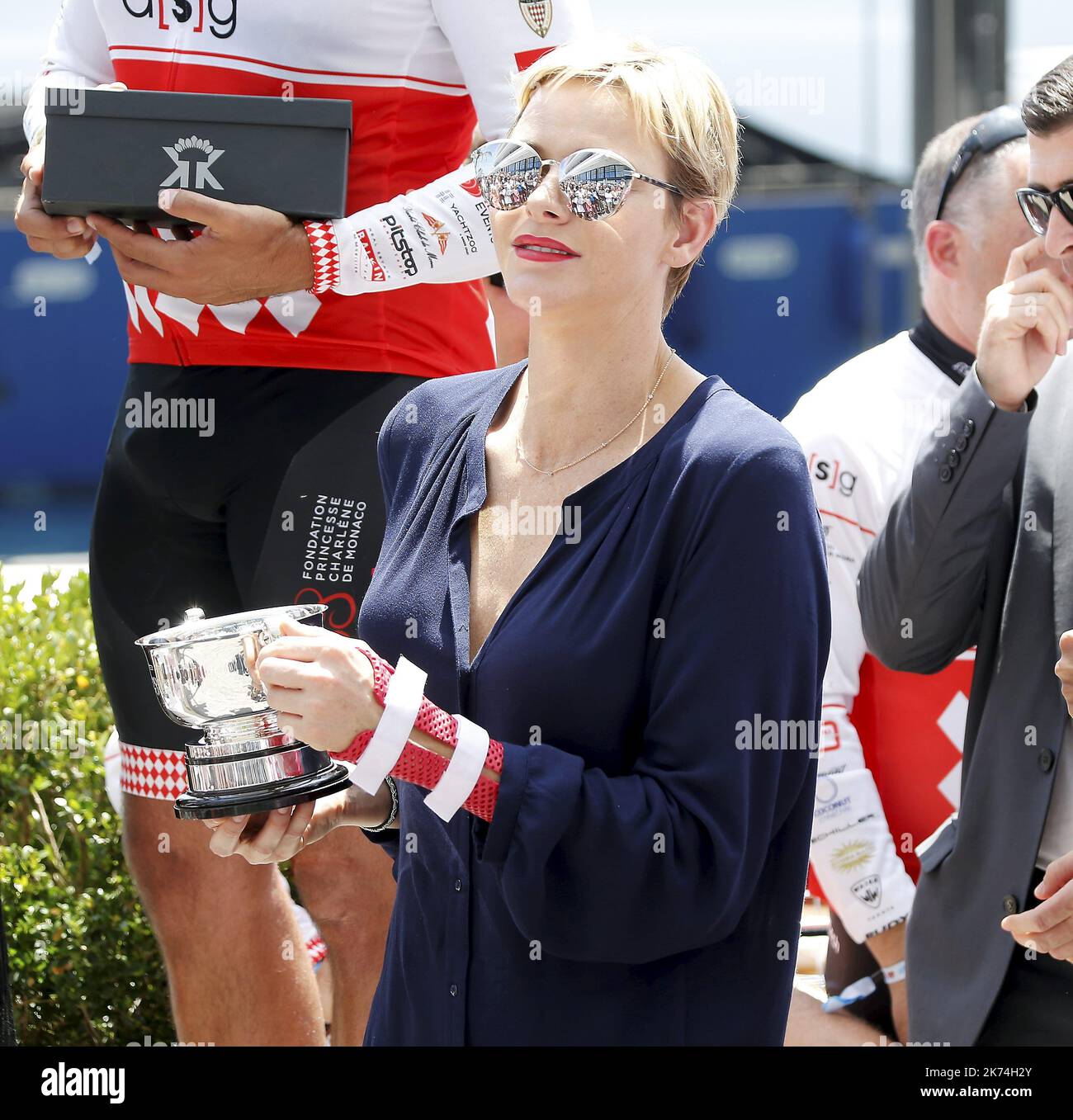 Princesse Charlène during the Riviera water bike challenge, that ...