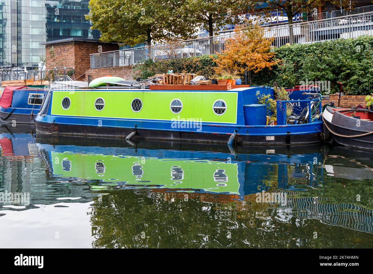 Narrowboats moored on Regents Canal at King's Cross, London, UK Stock ...