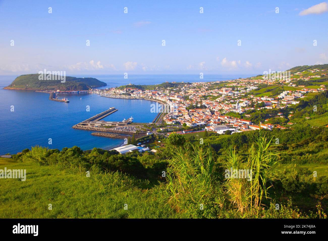 Portugal, Azores, Faial Island, Horta, skyline, general view Stock ...