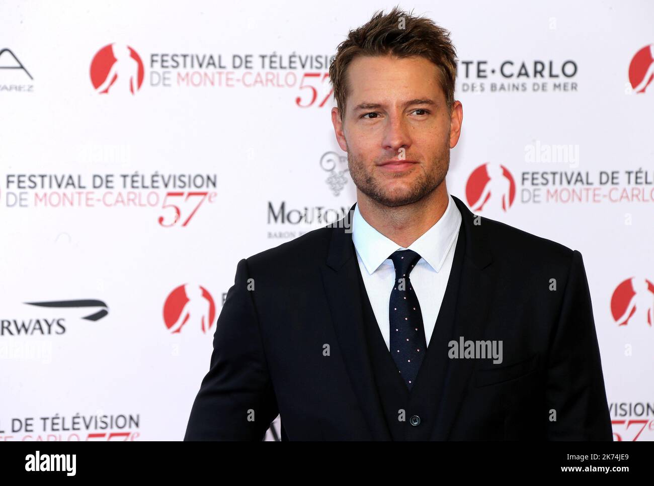 Justin Hartley arriving for the 2017 Monte-Carlo Television Festival ...