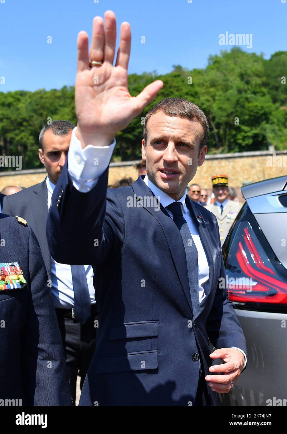 French President Emmanuel Macron during the ceremony marking the 77th ...