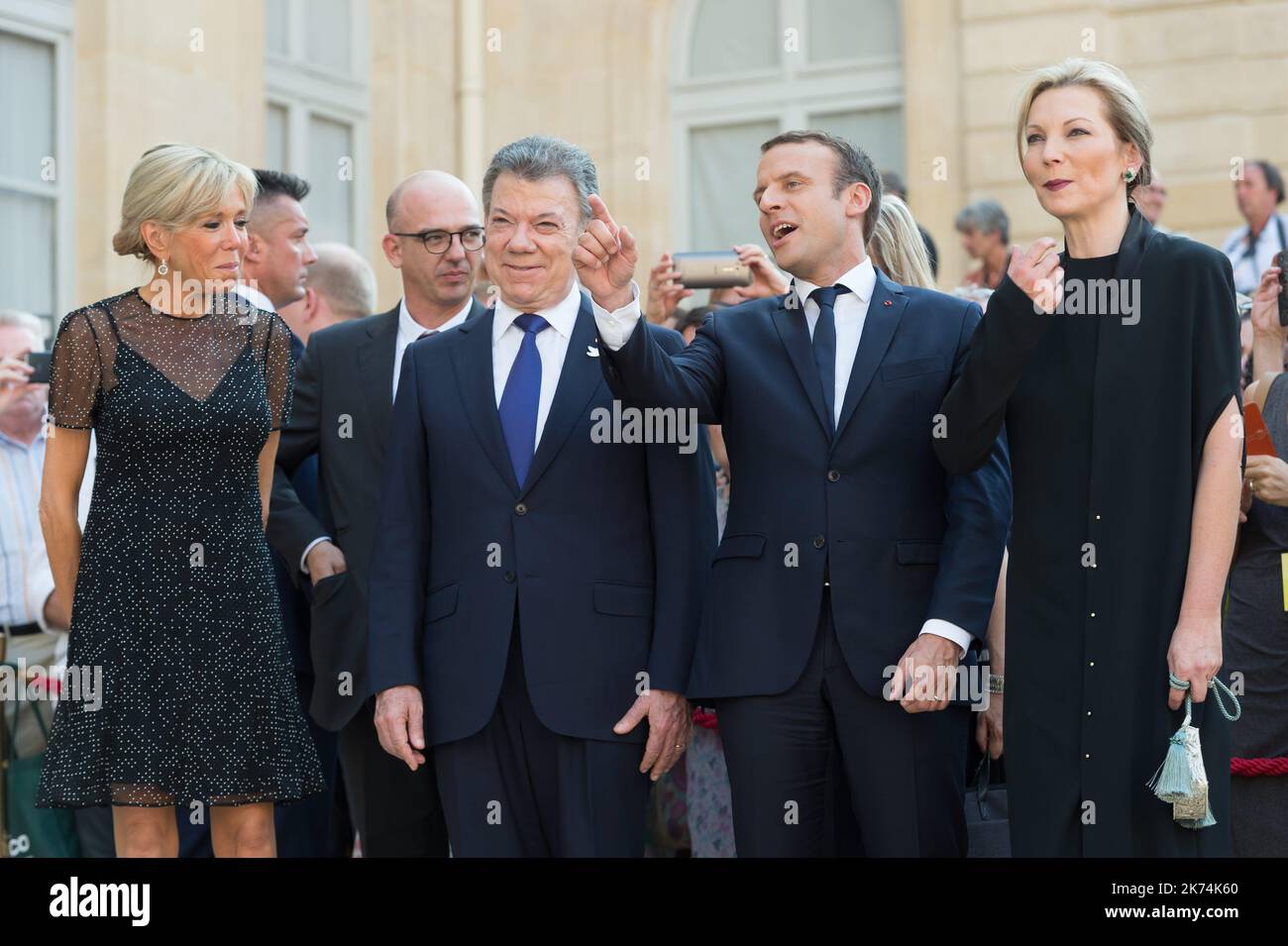 Brigitte Macron, Juan Manuel Santos, Emmanuel Macron and Maria ...