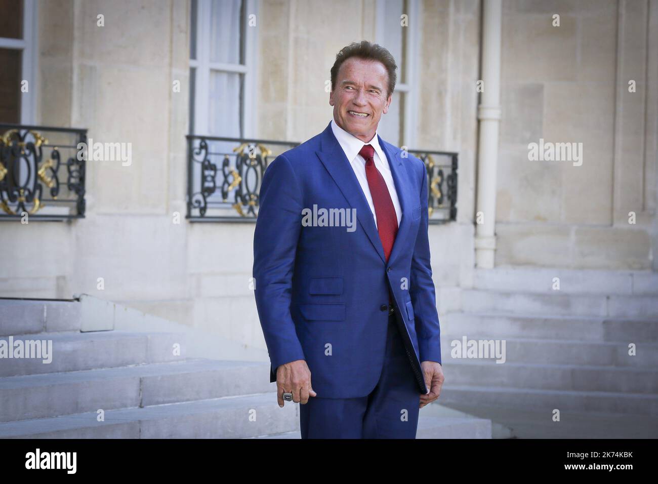 French president Emmanuel Macron receives the Former California ...