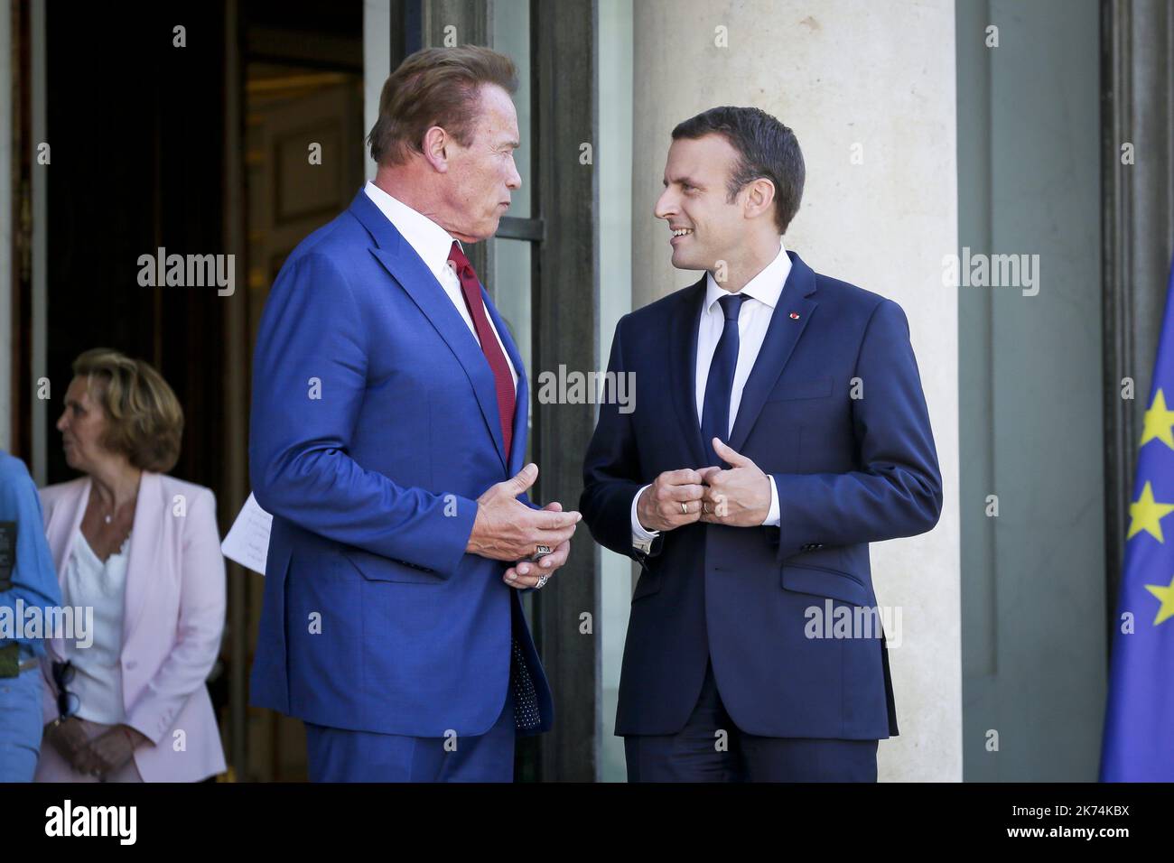 French president Emmanuel Macron receives the Former California ...