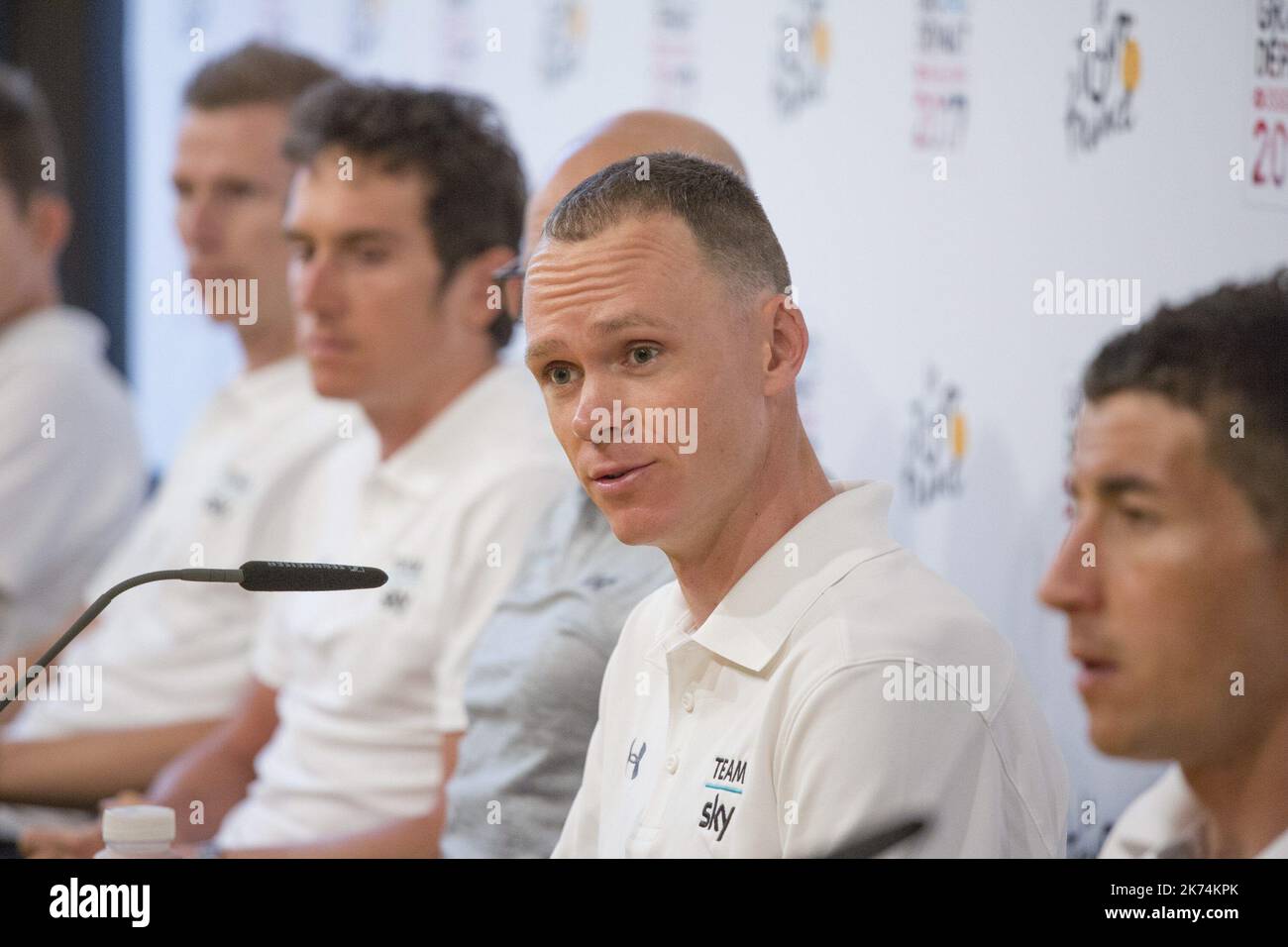 Chris Froome during a Tour de France 2017 press conference held in ...