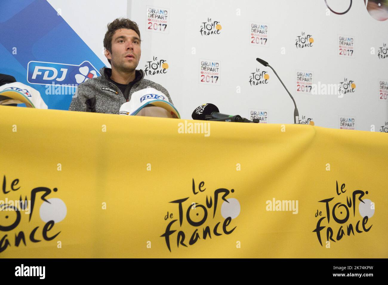 Thibaut Pinot during a Tour de France 2017 press conference held in ...