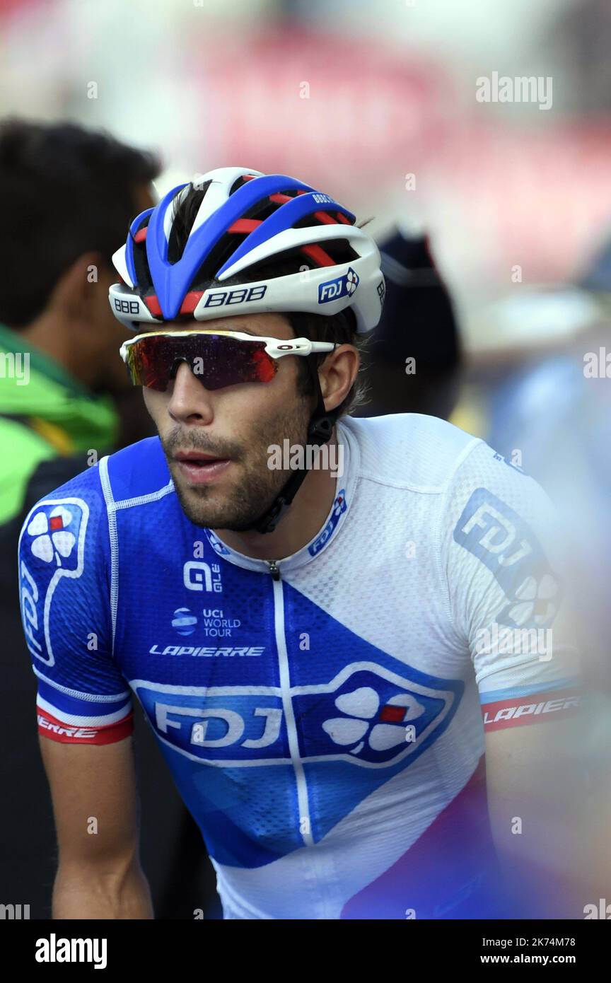 Thibaut PINOT as he crosses the finish line Running from Saturday July ...