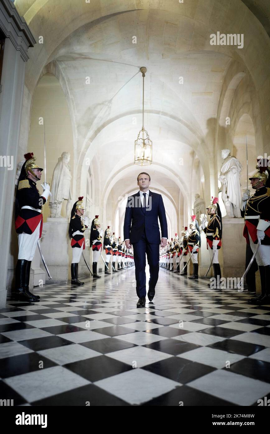 Congress of the Parliament at the Chateau de Versailles Emmanuel Macron ...
