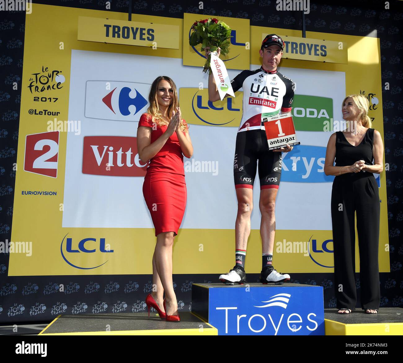 Vegard Stake LAENGEN celebrates winning the Combative award on the ...