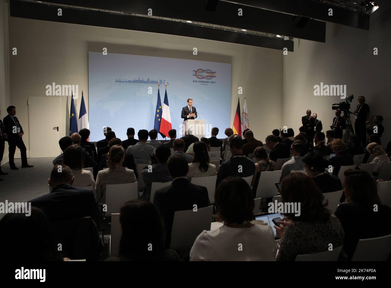 Emmanuel Macron giving a press conference on the last day of the G20 ...
