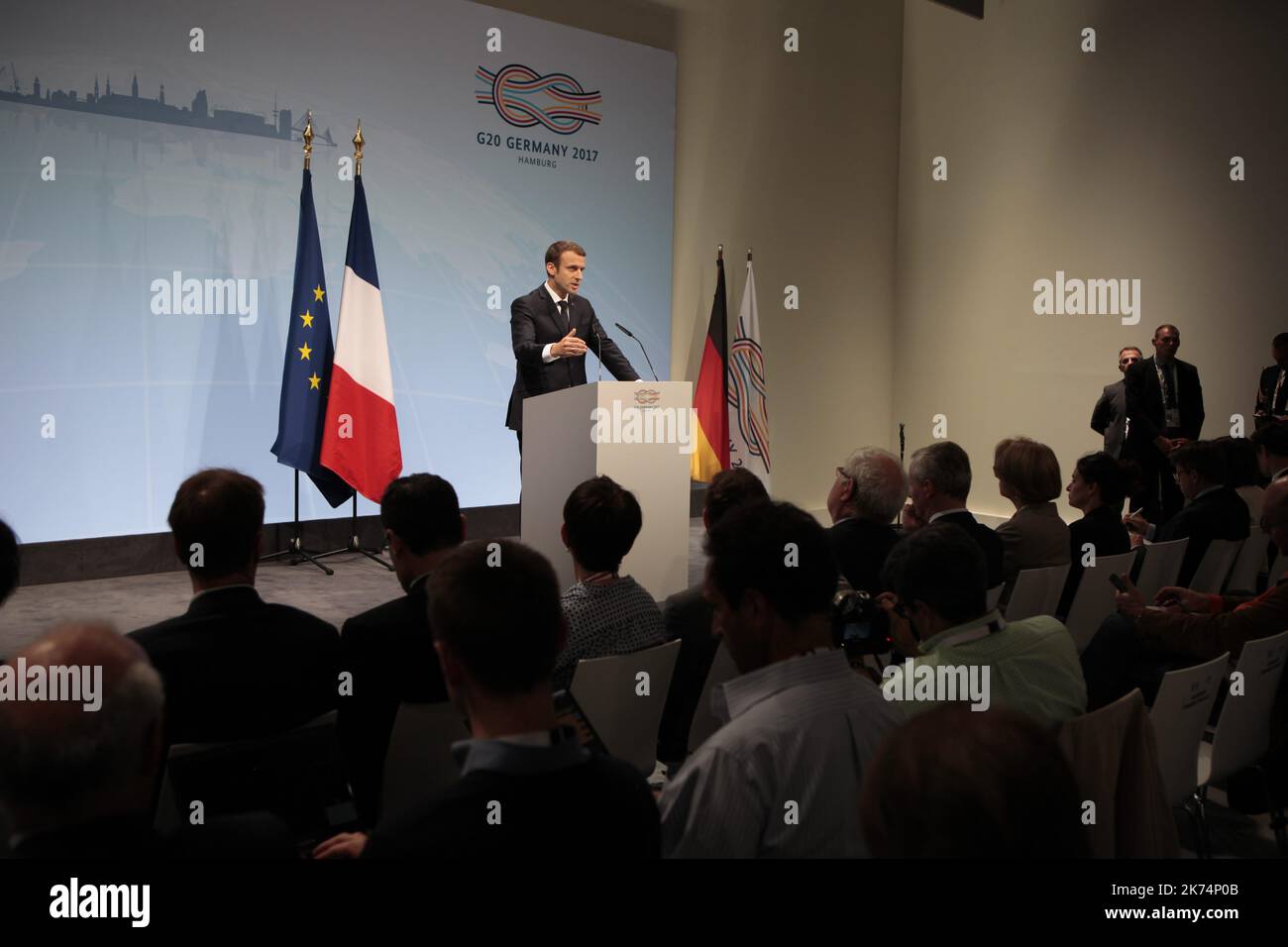 Emmanuel Macron giving a press conference on the last day of the G20 ...