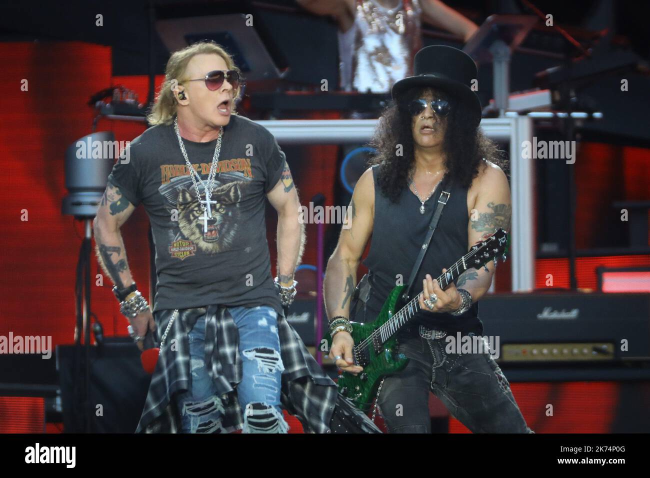 Guns N' Roses performing on stage in Paris on July 7ht, 2017 Stock ...