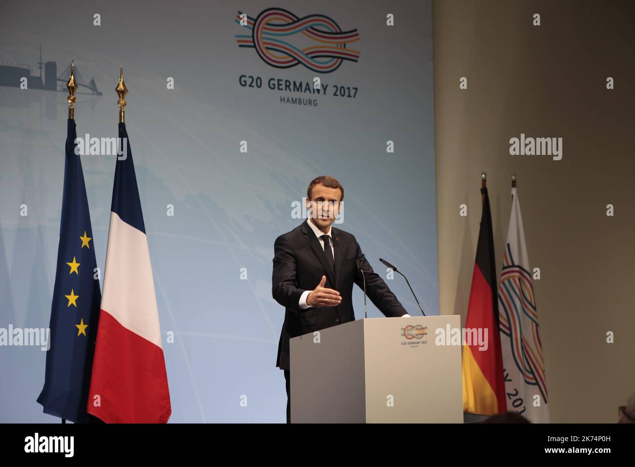 Emmanuel Macron giving a press conference on the last day of the G20 ...