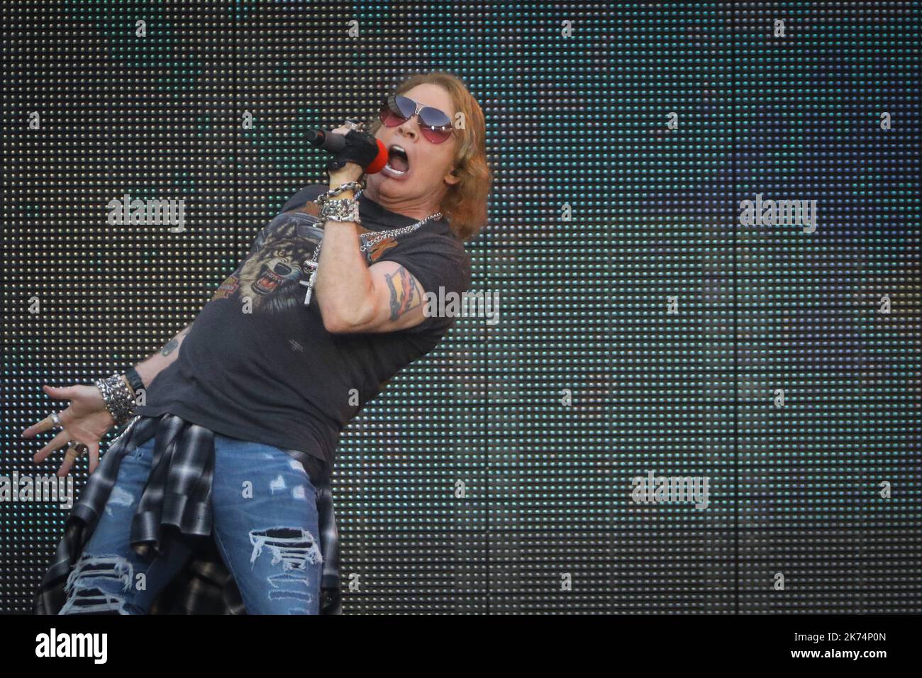 Guns N' Roses performing on stage in Paris on July 7ht, 2017 Stock ...
