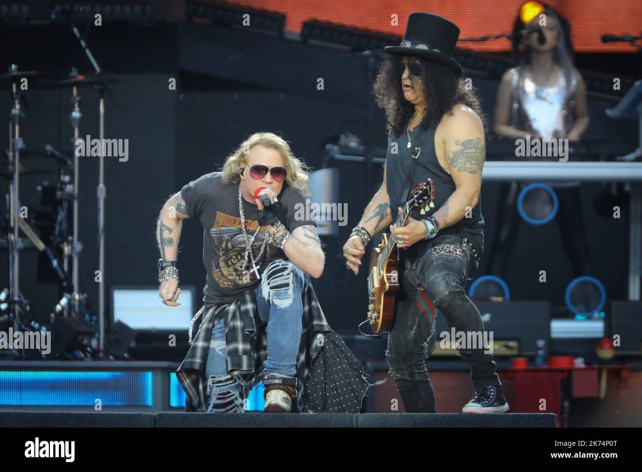 Guns N' Roses performing on stage in Paris on July 7ht, 2017 Stock ...